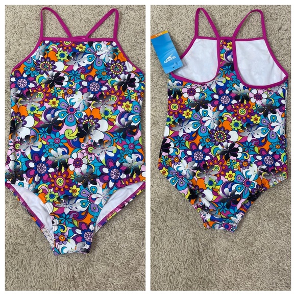 Speedo | Swim | Nwt Speedo Girls Thin Strap One Piece Swimsuit Pop Art ...